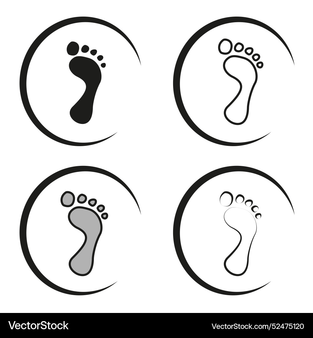 Human footprint print various traces Royalty Free Vector