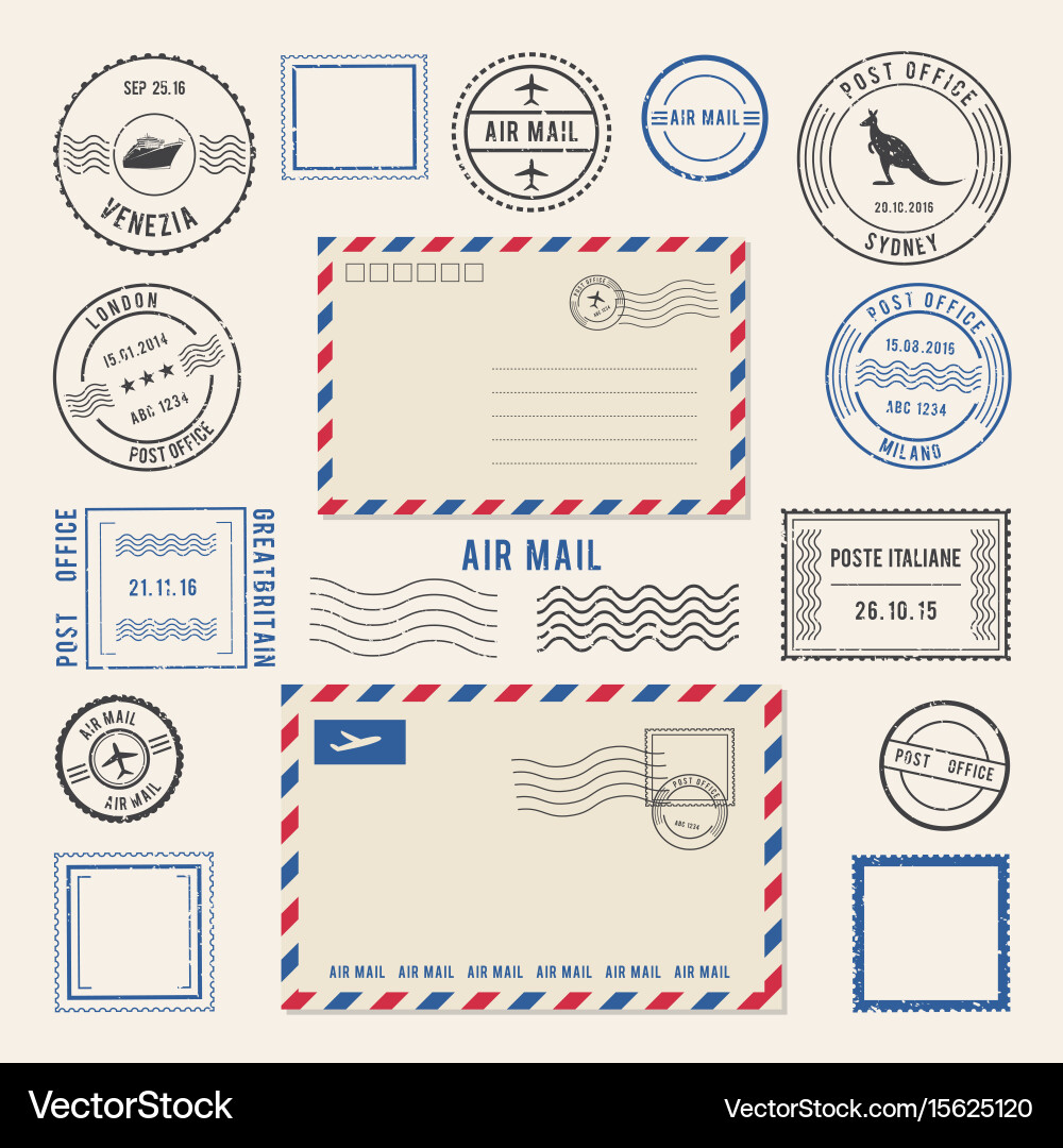 Letters and postmarks Royalty Free Vector Image