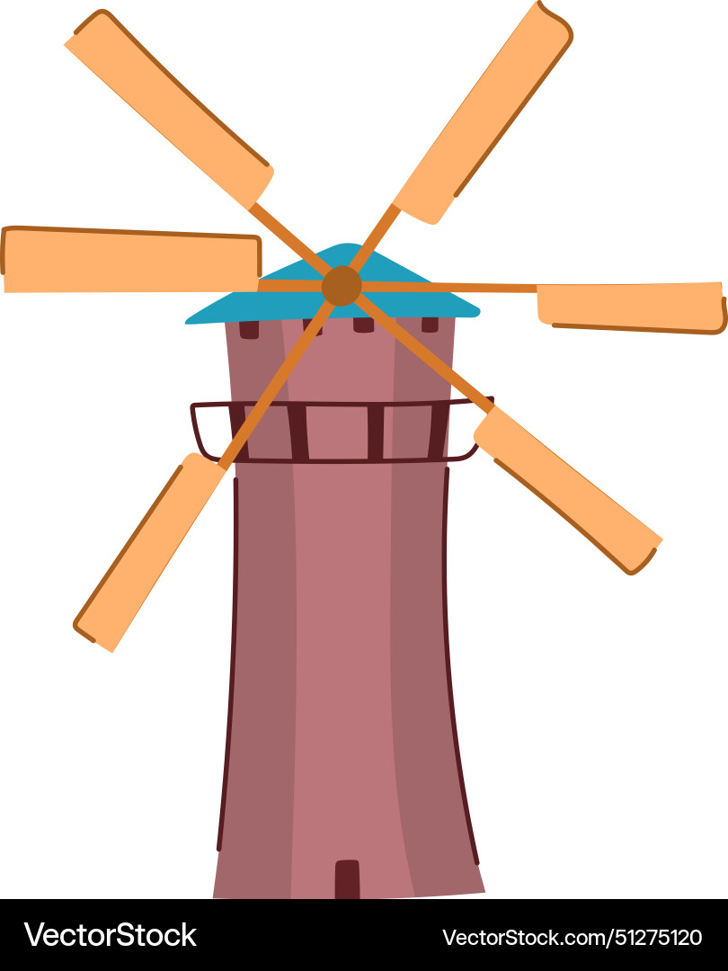 Nature mill farm cartoon Royalty Free Vector Image