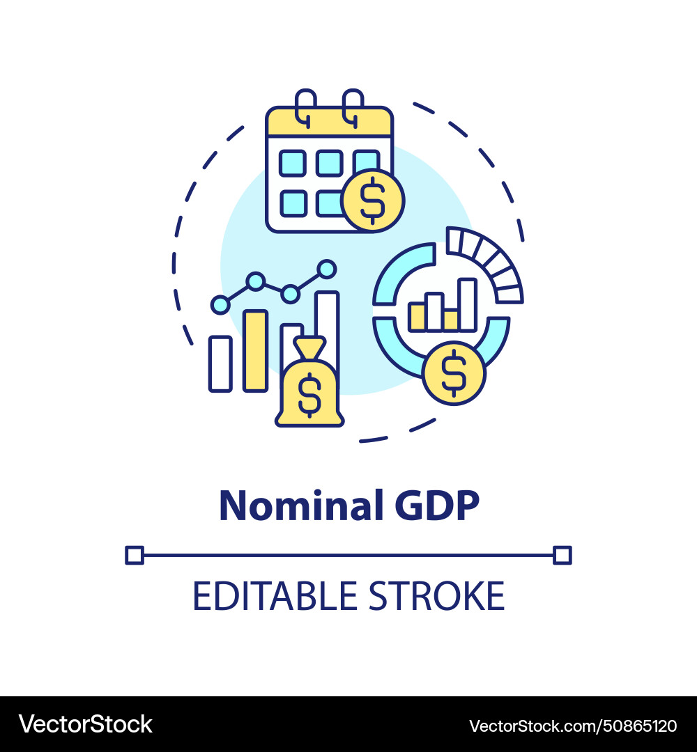 Nominal gdp multi color concept icon Royalty Free Vector