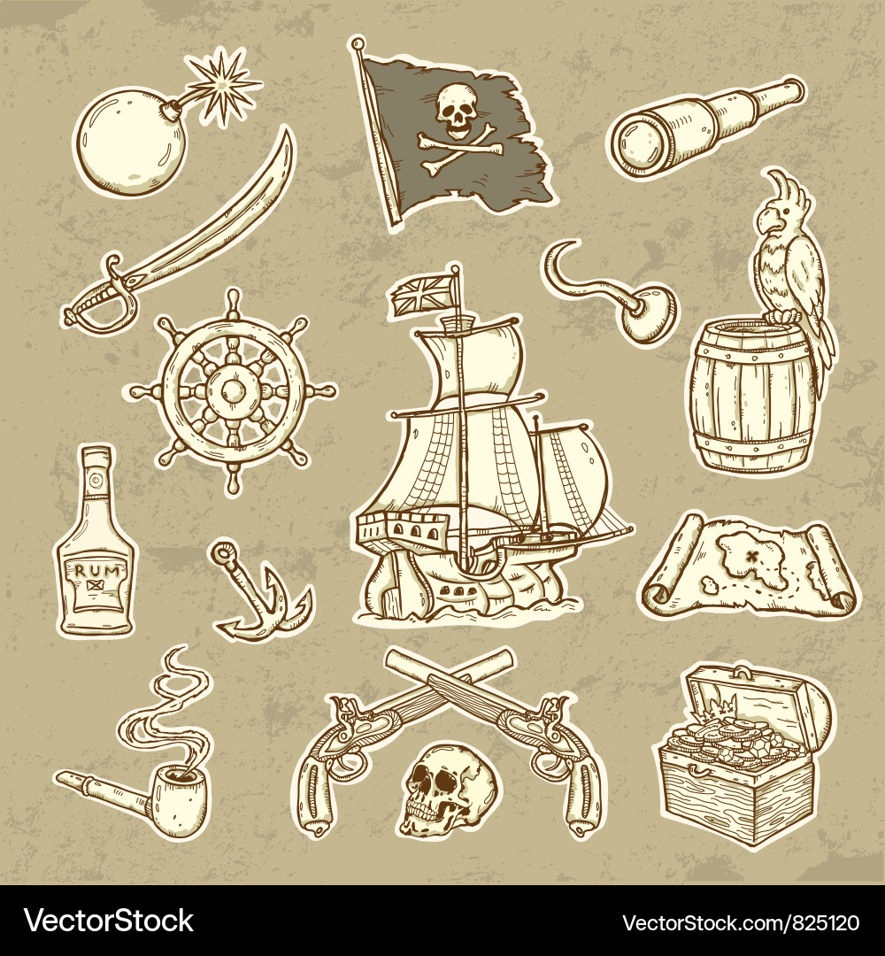 Pirates Nautical Collection Royalty Free Vector Image