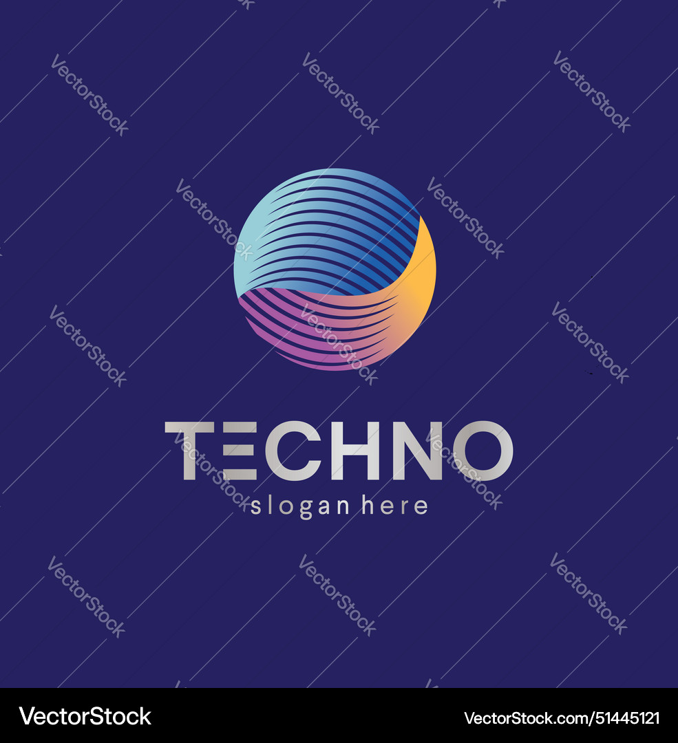 Circle tech solution logo designs concept Vector Image