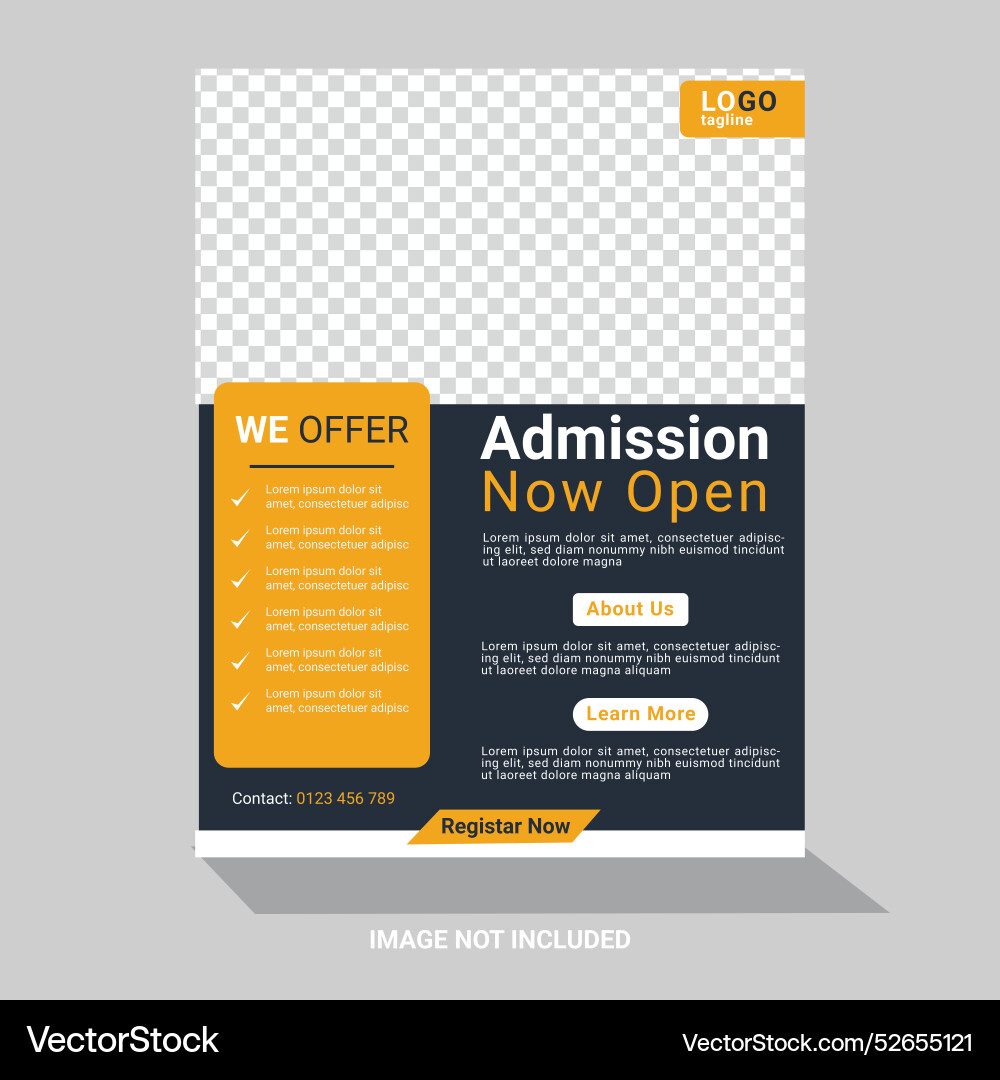 College admission flyer design template Royalty Free Vector