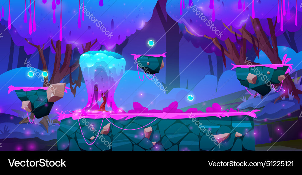 Fantasy game with alien space landscape background