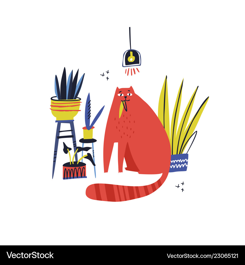 Guilty cat color hand drawn character Royalty Free Vector