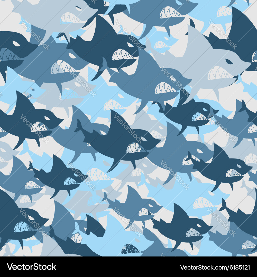 Shark military seamless pattern army background Vector Image