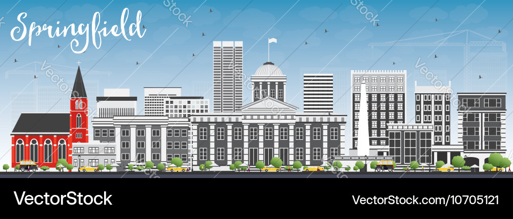 Springfield skyline with gray buildings Royalty Free Vector