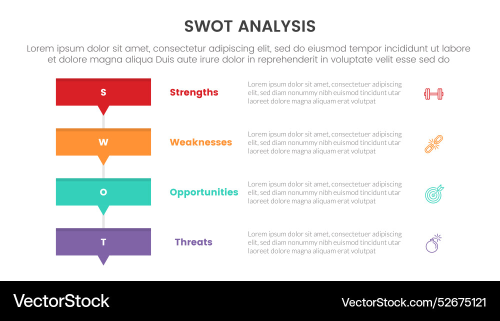 Swot analysis concept infographic template banner Vector Image