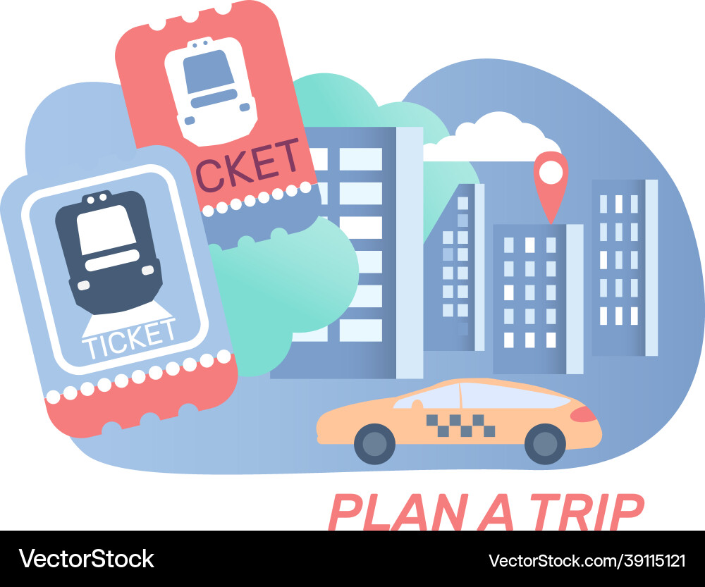 Trip flat composition Royalty Free Vector Image