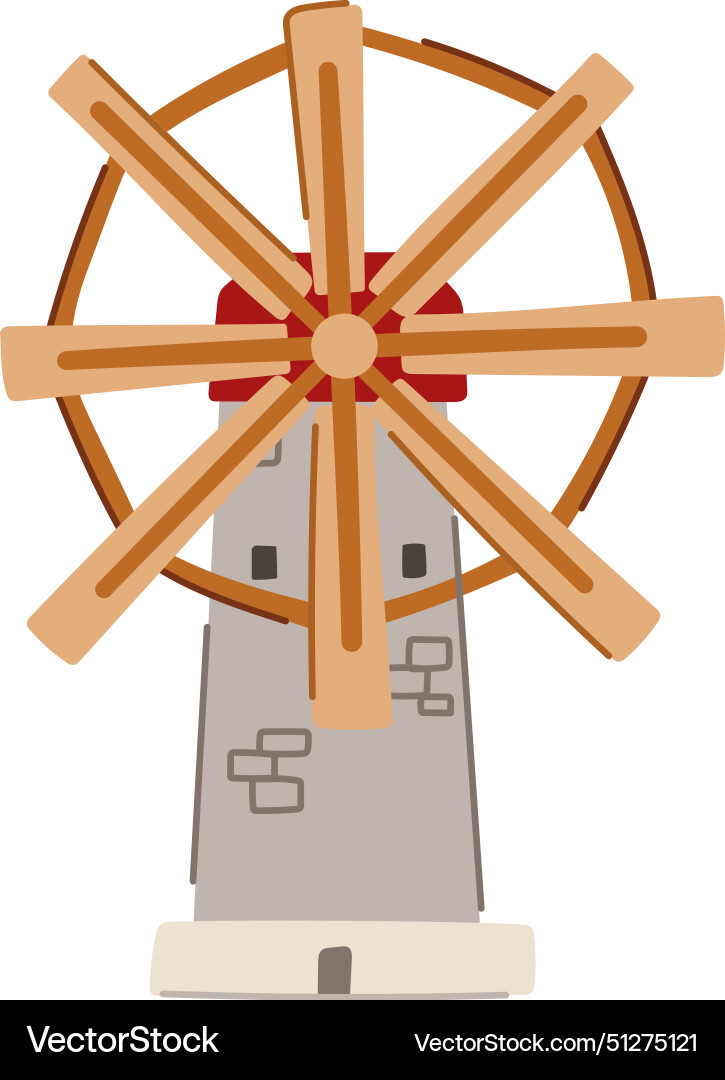 Wind mill farm cartoon Royalty Free Vector Image