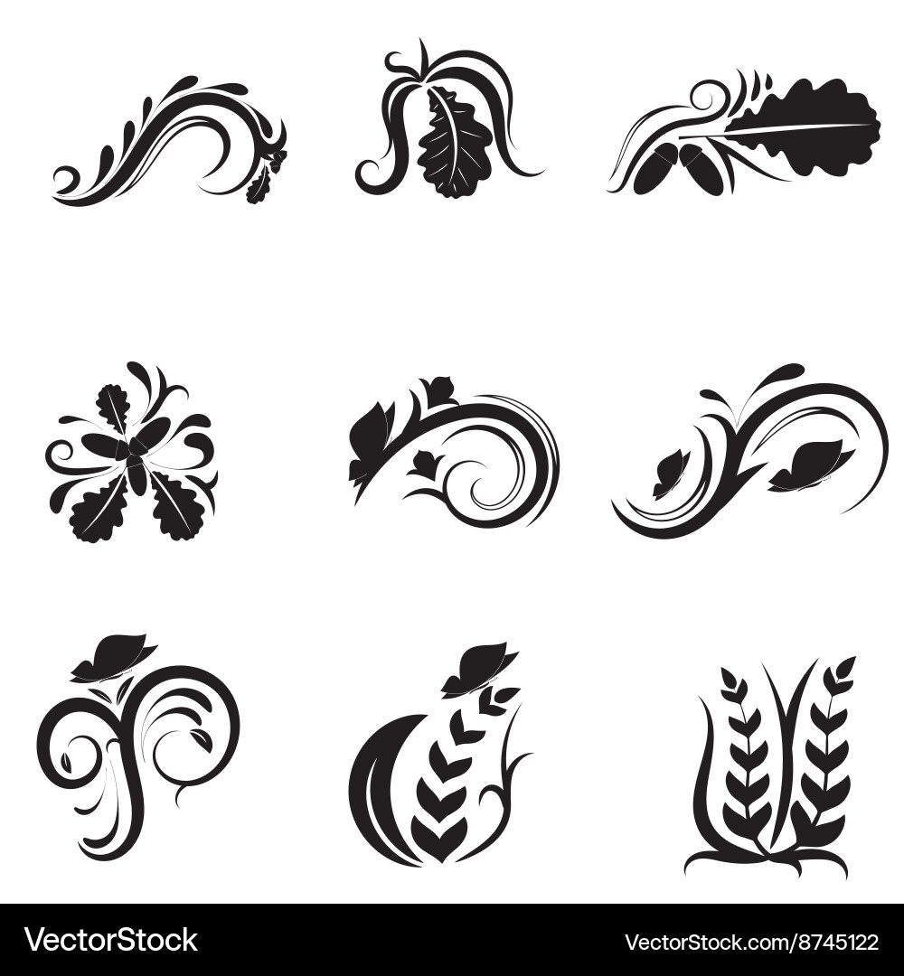 Beautiful floral ornament elements Royalty Free Vector Image Beautiful floral ornament elements Royalty Free Vector Image