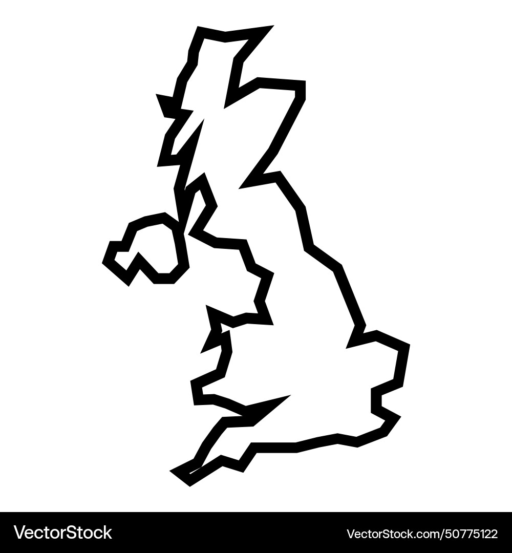 Black uk outline map on white background Vector Image