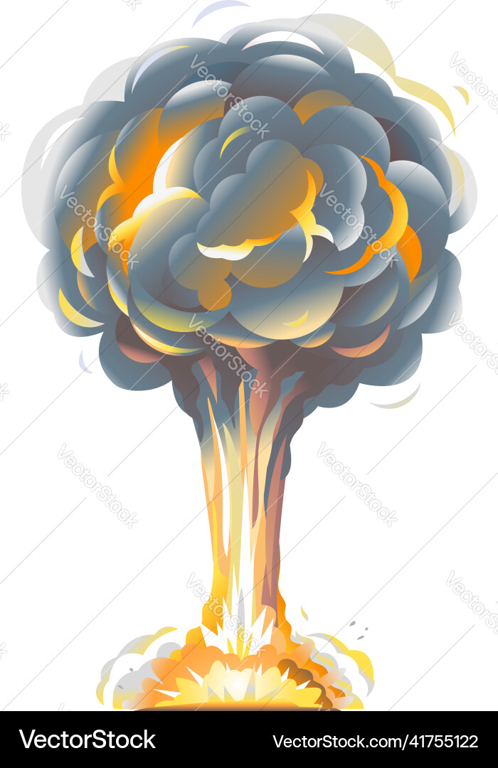 Bomb explosion on ground with large smoke column Vector Image