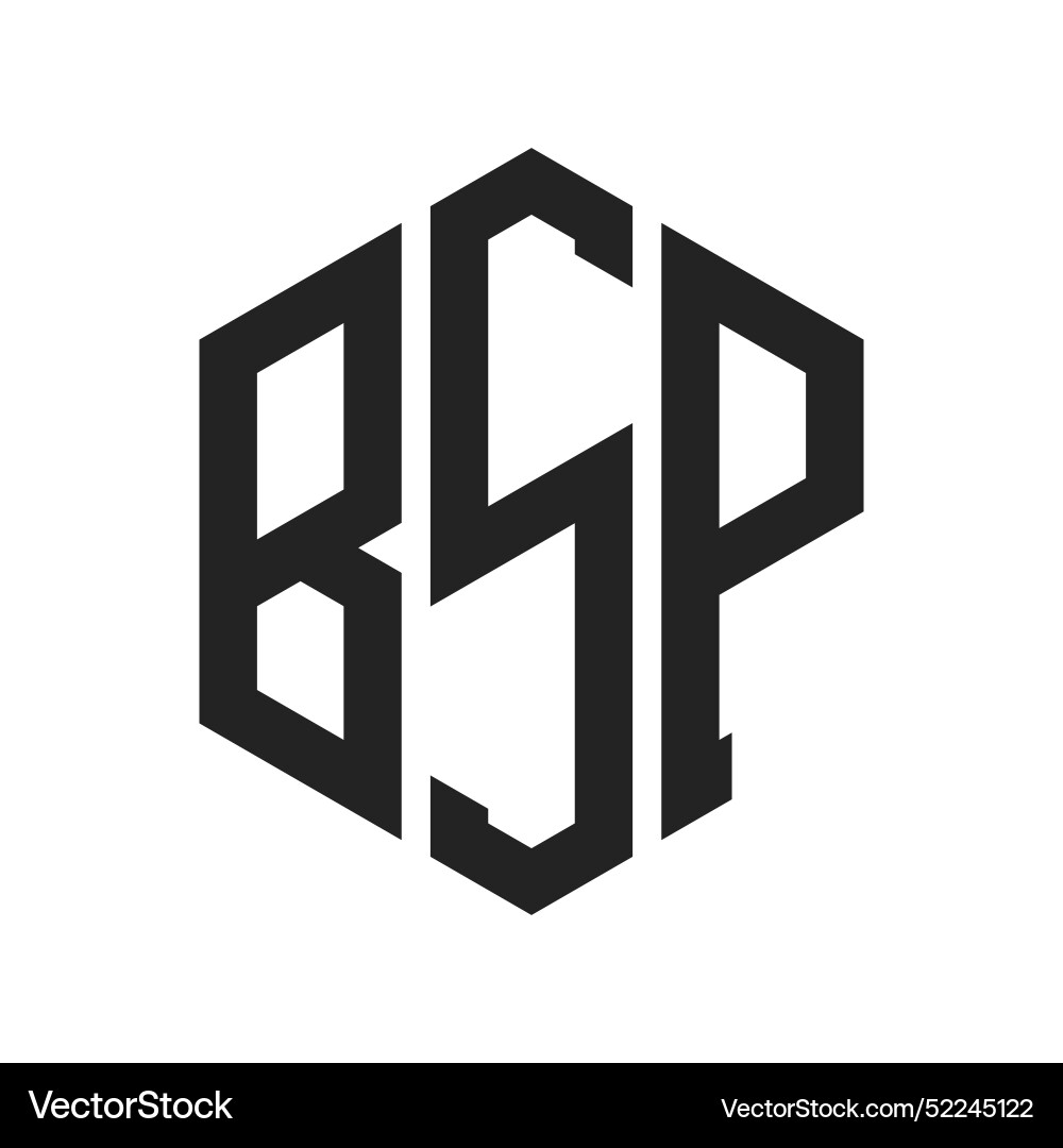 Bsp logo design initial letter monogram Royalty Free Vector
