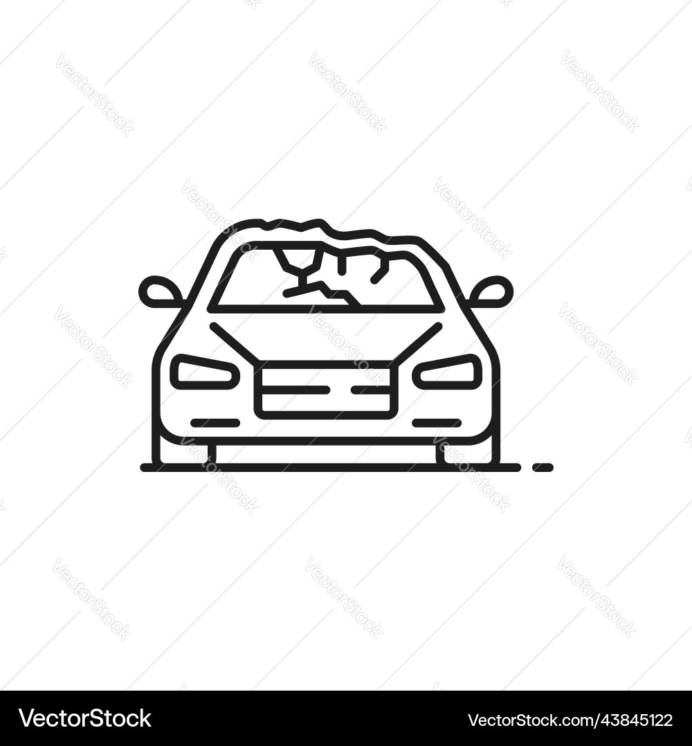 Car collision road accident or crash line icon Vector Image
