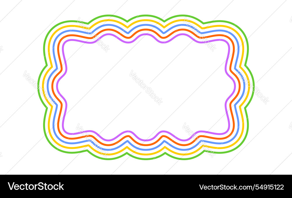 Colorful rectangle frame with wavy edges Vector Image
