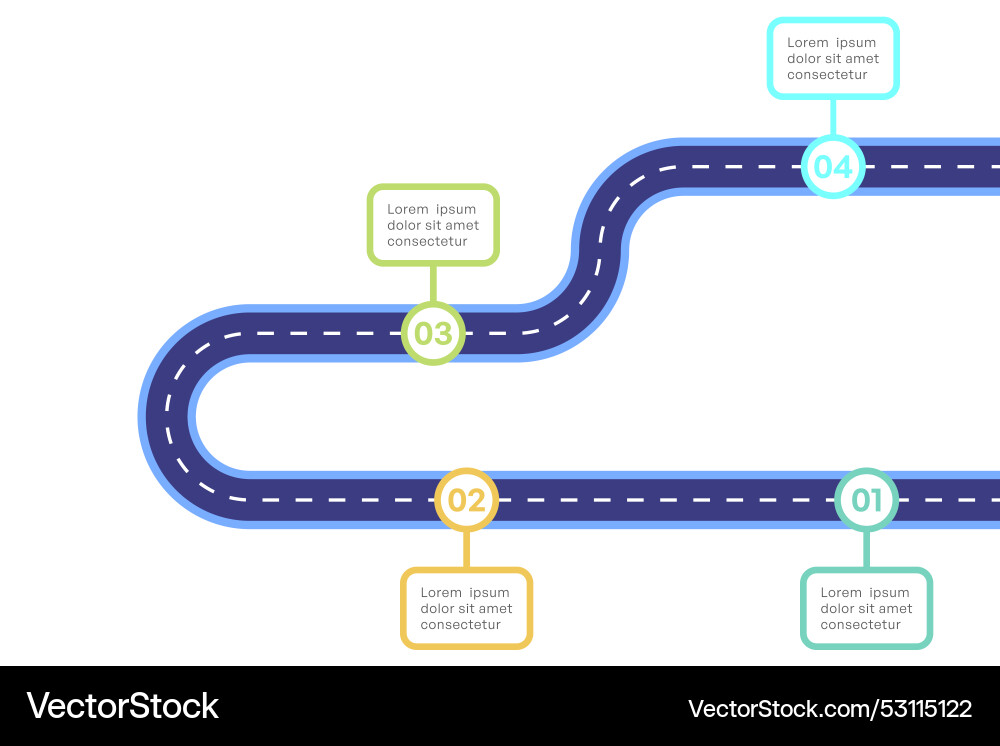 Colorful roadmap infographic with 4 step process Vector Image