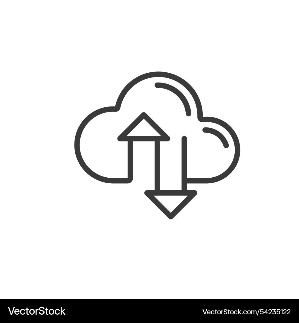 Computing cloud icon in line design Royalty Free Vector