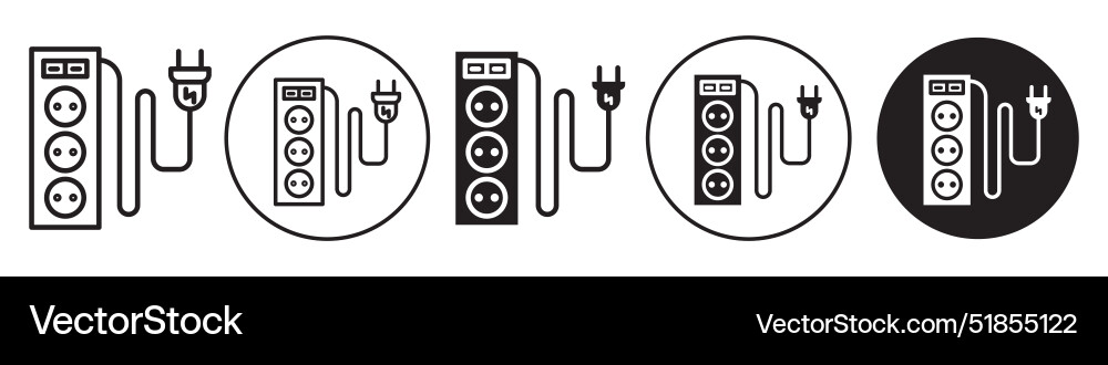Electric extension cord icon set collection Vector Image