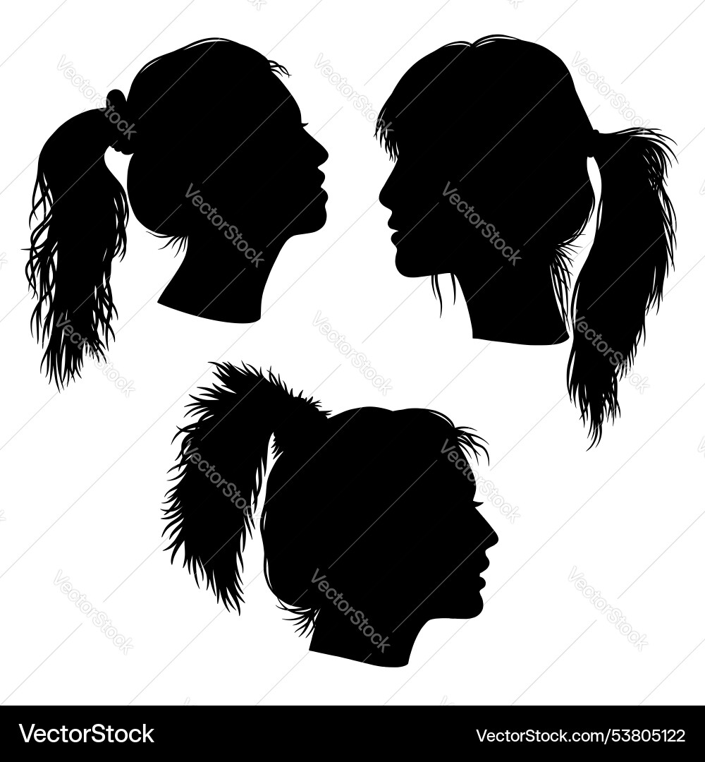 Female hairstyle model side face view silhouette Vector Image