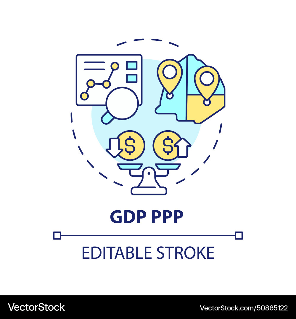 Gdp ppp multi color concept icon Royalty Free Vector Image