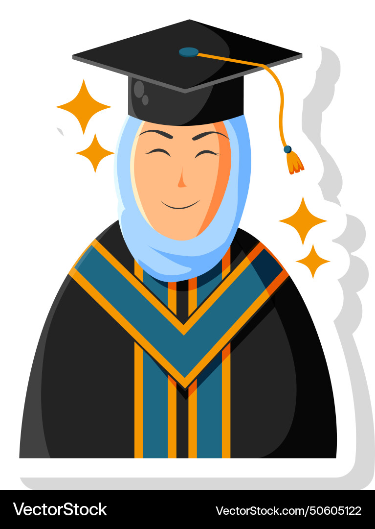 Graduation girl sticker Royalty Free Vector Image