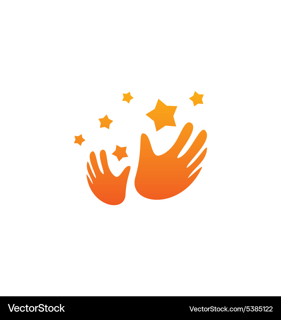 Hand slap star party happy logo Royalty Free Vector Image