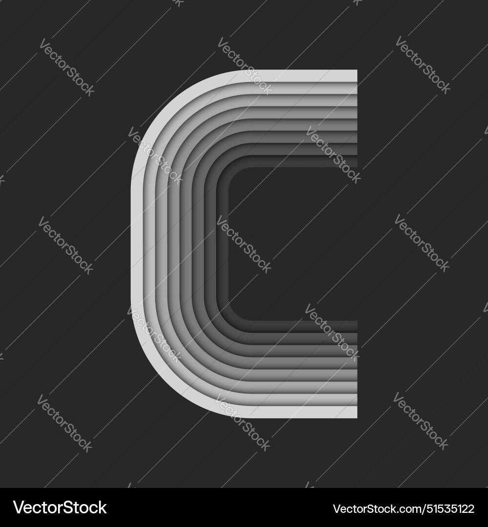 Letter c initial monogram 3d logo gray gradient Vector Image