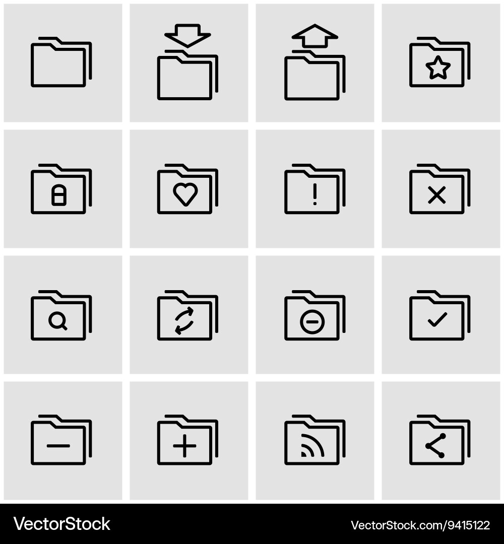 Line folder icon set Royalty Free Vector Image