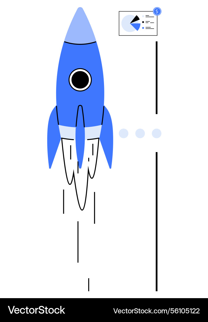 Rocket launching with analytics dashboard Vector Image