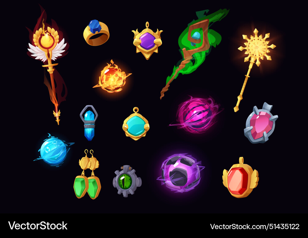 Set of magical elemental items Royalty Free Vector Image