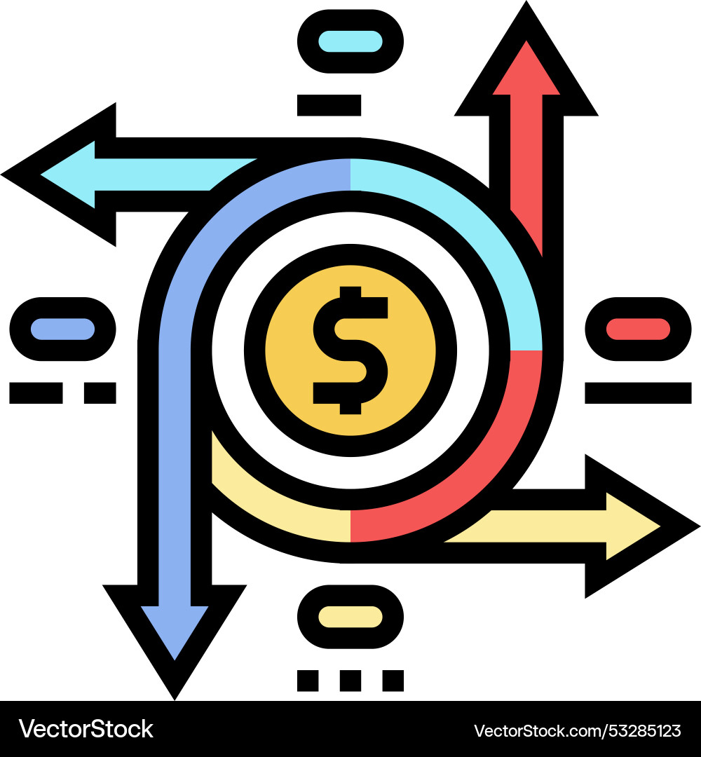 Cash flow management business process color icon Vector Image