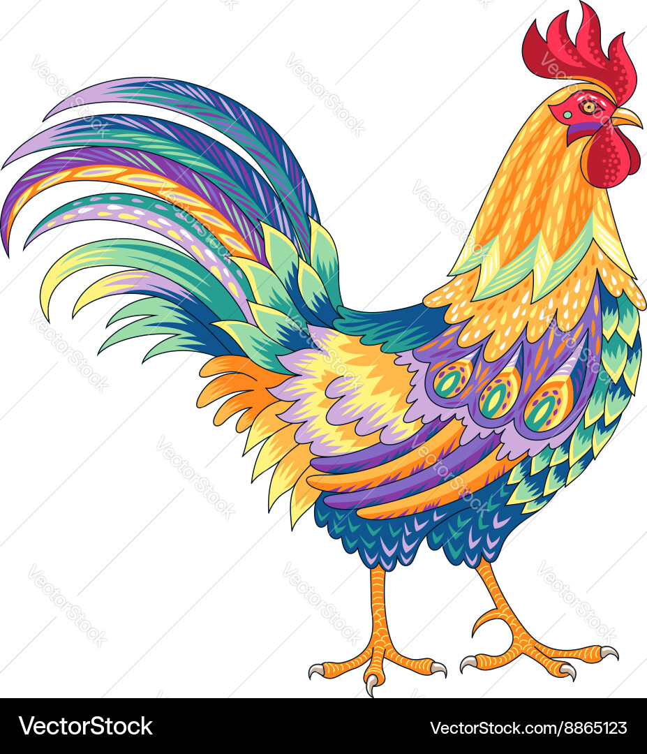 Colorful Rooster Symbol Royalty Free Vector Image