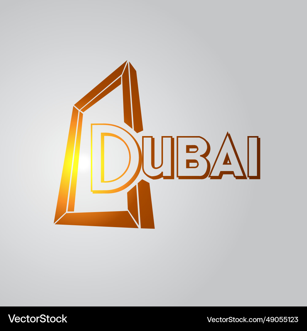 Dubai Name mit Rahmensymbol Lizenzfreies Vektorbild