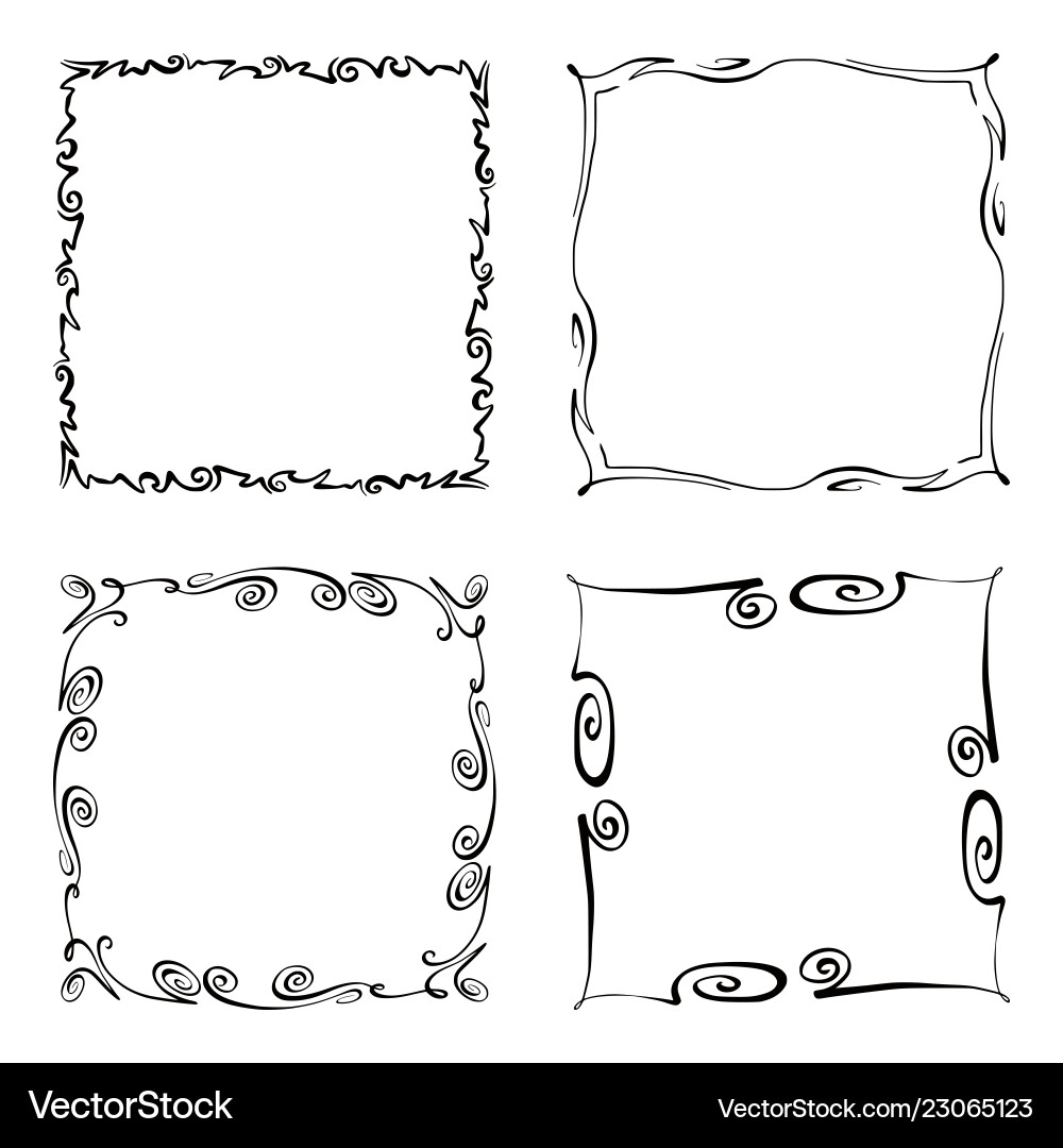 Flourish Frame Set - Squiggly Borders Royalty Free Vector