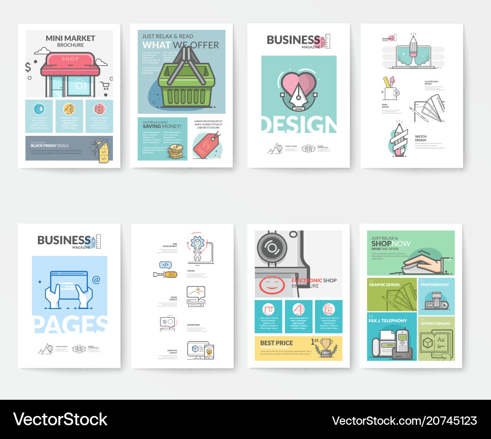 Graphic and multimedia brochure templates Vector Image