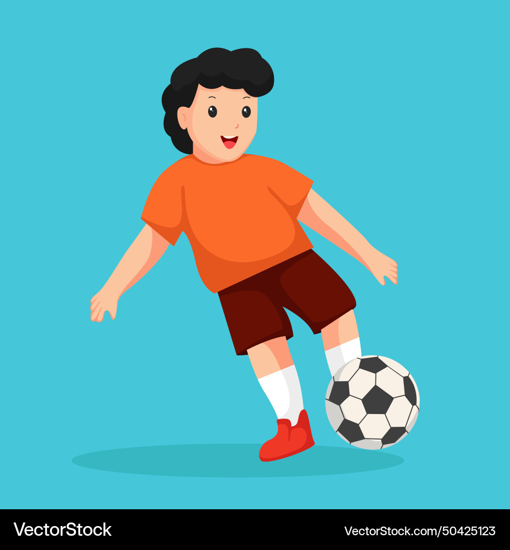 Kid playing football character design Royalty Free Vector
