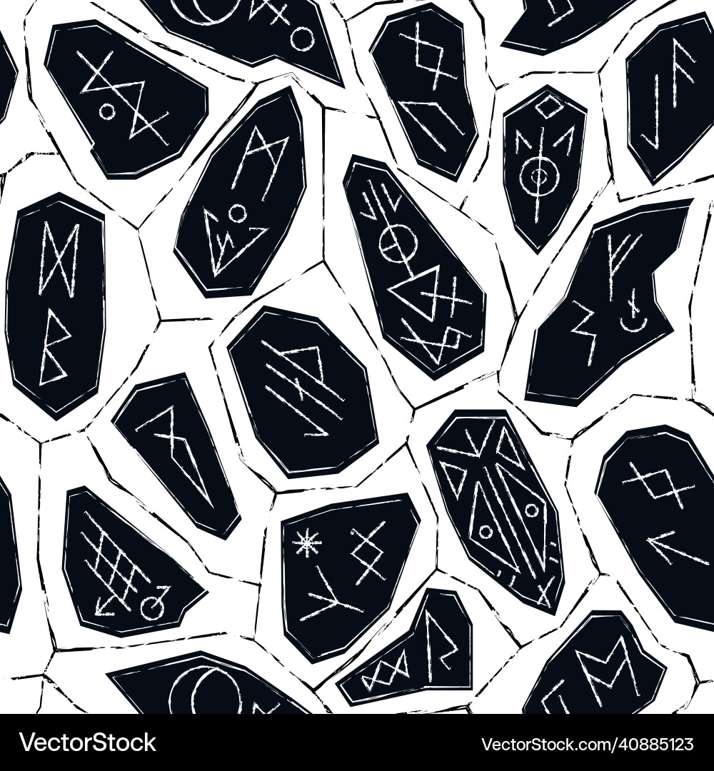 Monochrome rune seamless pattern Royalty Free Vector Image
