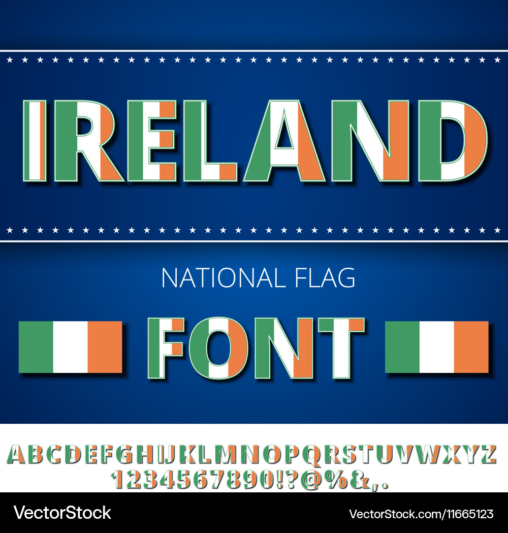 National flag font Royalty Free Vector Image - VectorStock