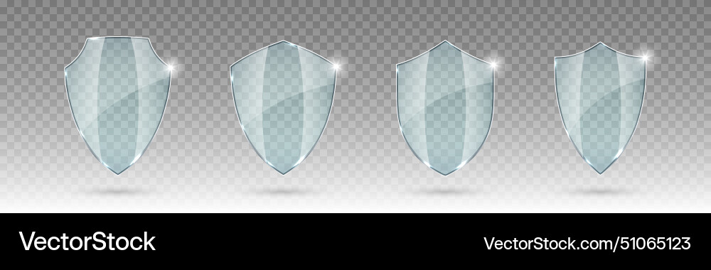 Set of glass shields protected guard shield Vector Image