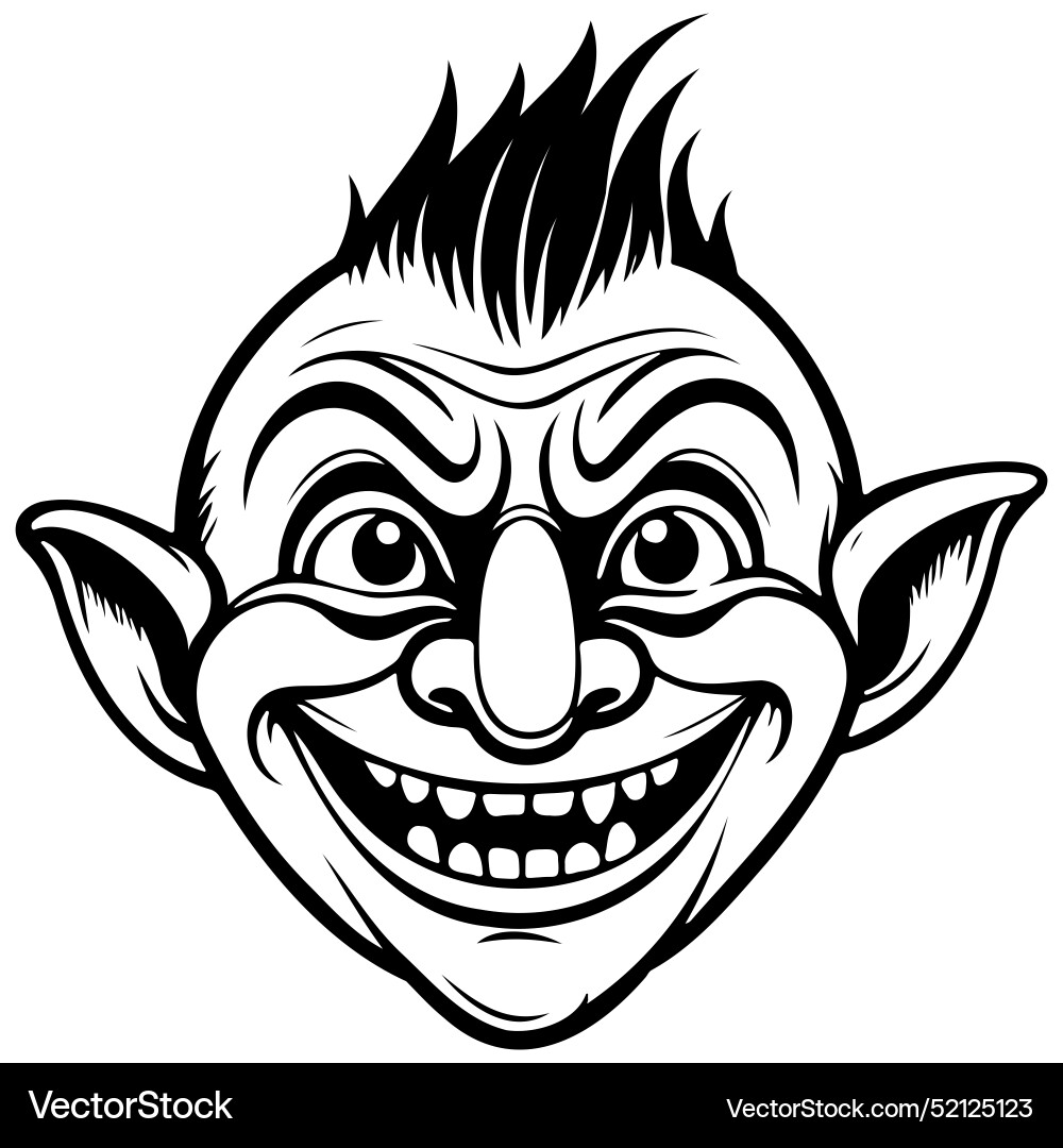 Troll face isolated hand drawn line Royalty Free Vector
