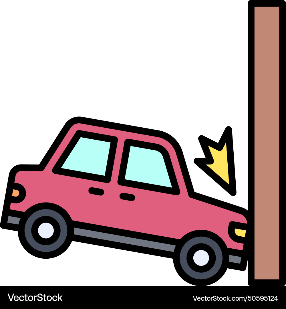 Car crashed into a wal icon accident Royalty Free Vector