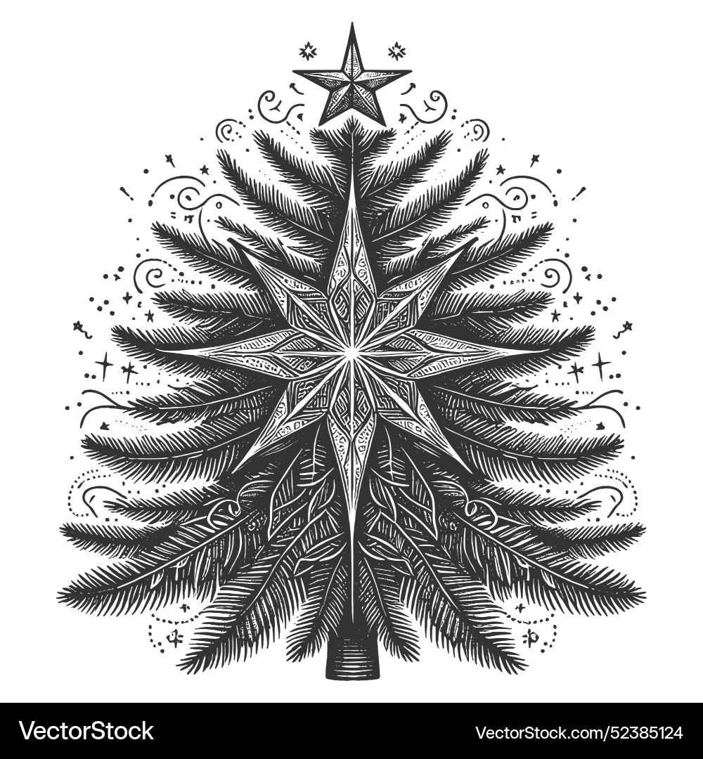 Christmas tree with star Royalty Free Vector Image
