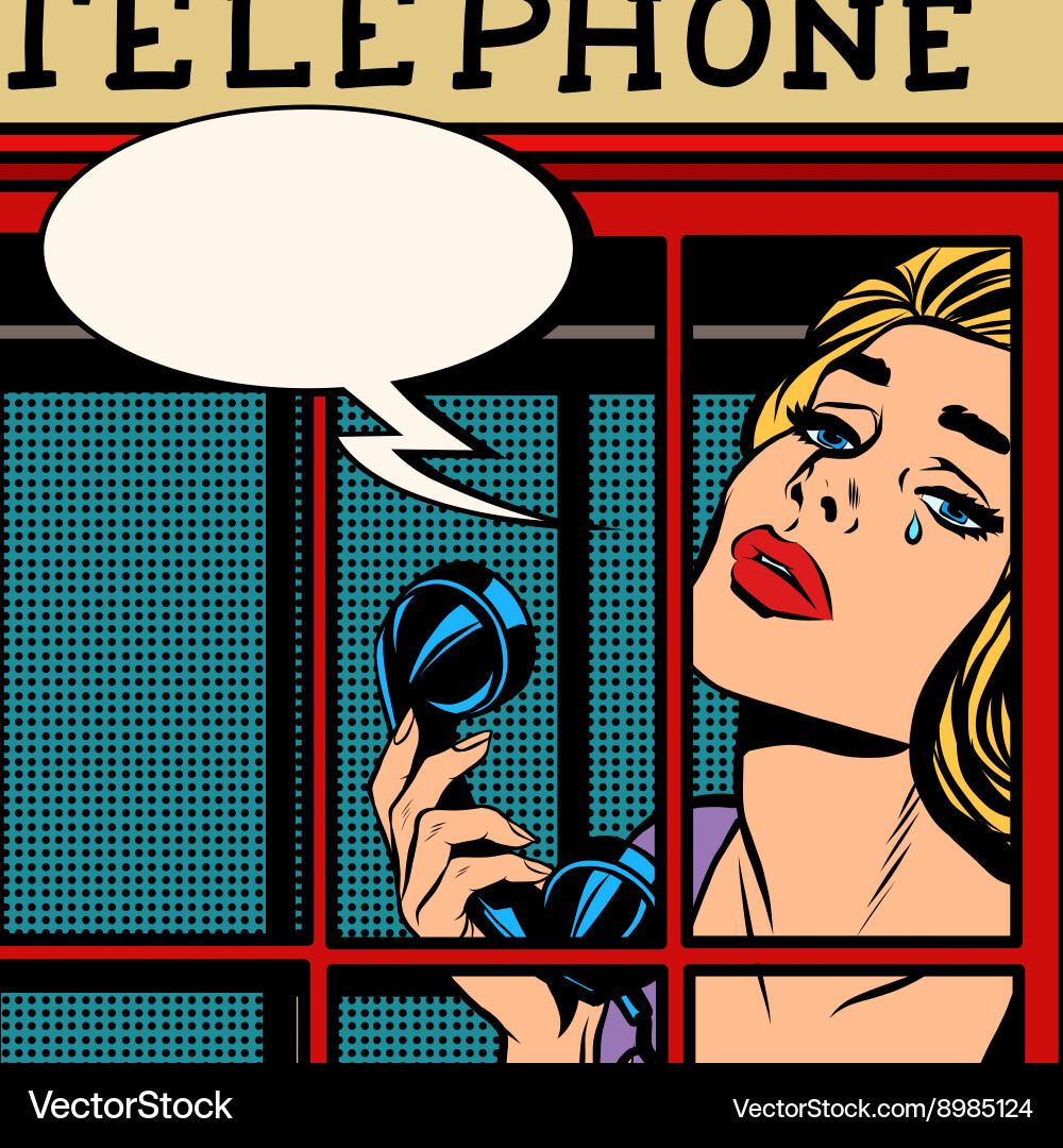 Crying Woman in Red Booth Royalty Free Vector Image