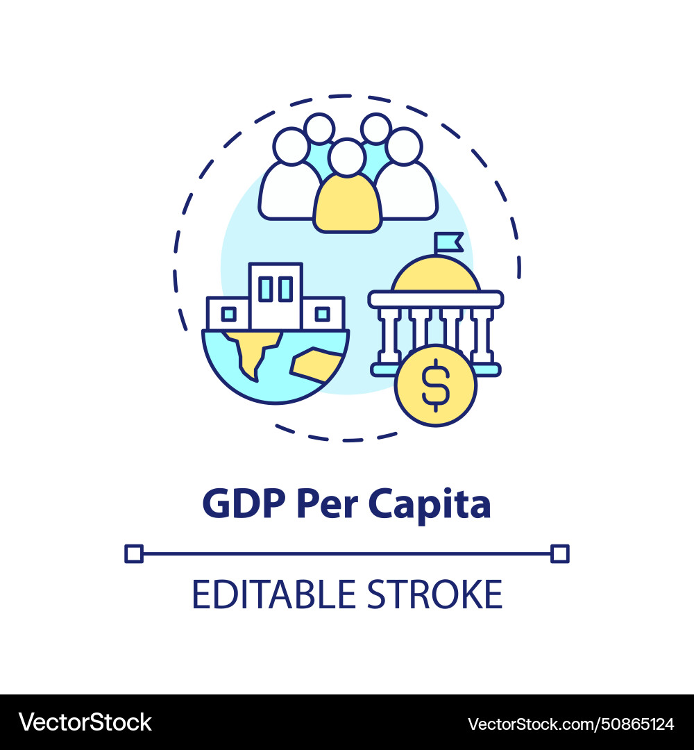 Gdp per capita multi color concept icon Royalty Free Vector