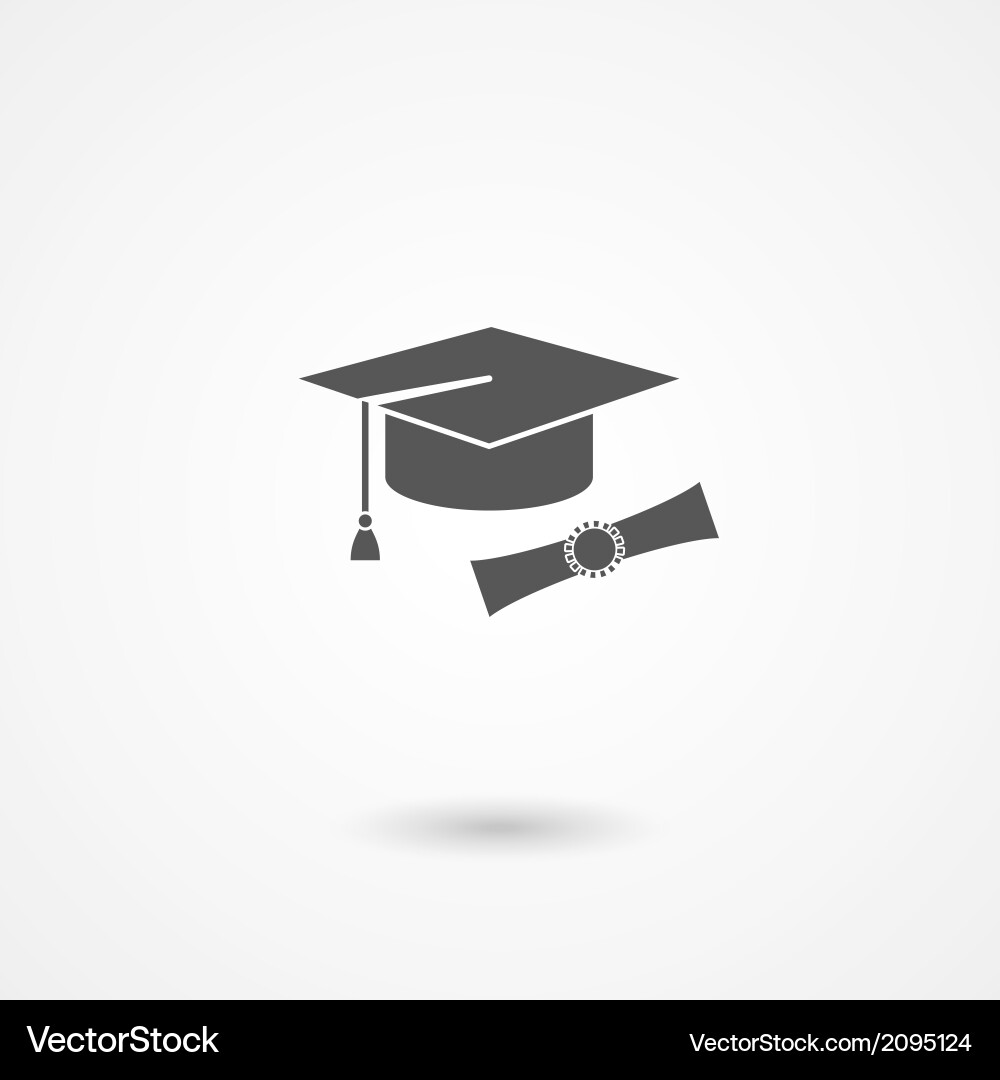Graduation cap and diploma icon Royalty Free Vector Image
