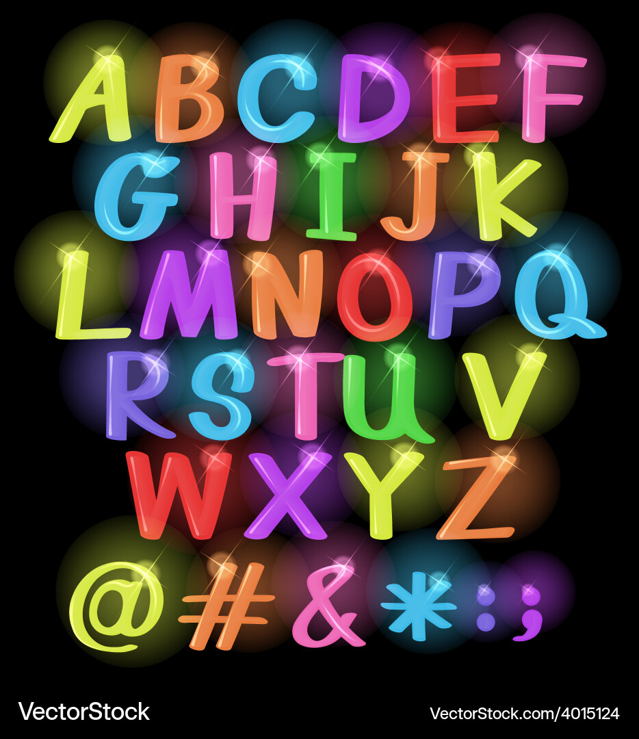 Neon coloured letters Royalty Free Vector Image