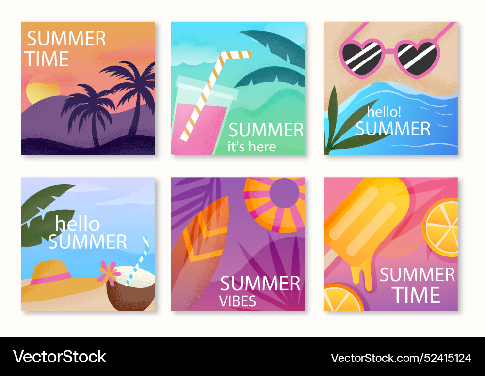Summer card pack template Royalty Free Vector Image