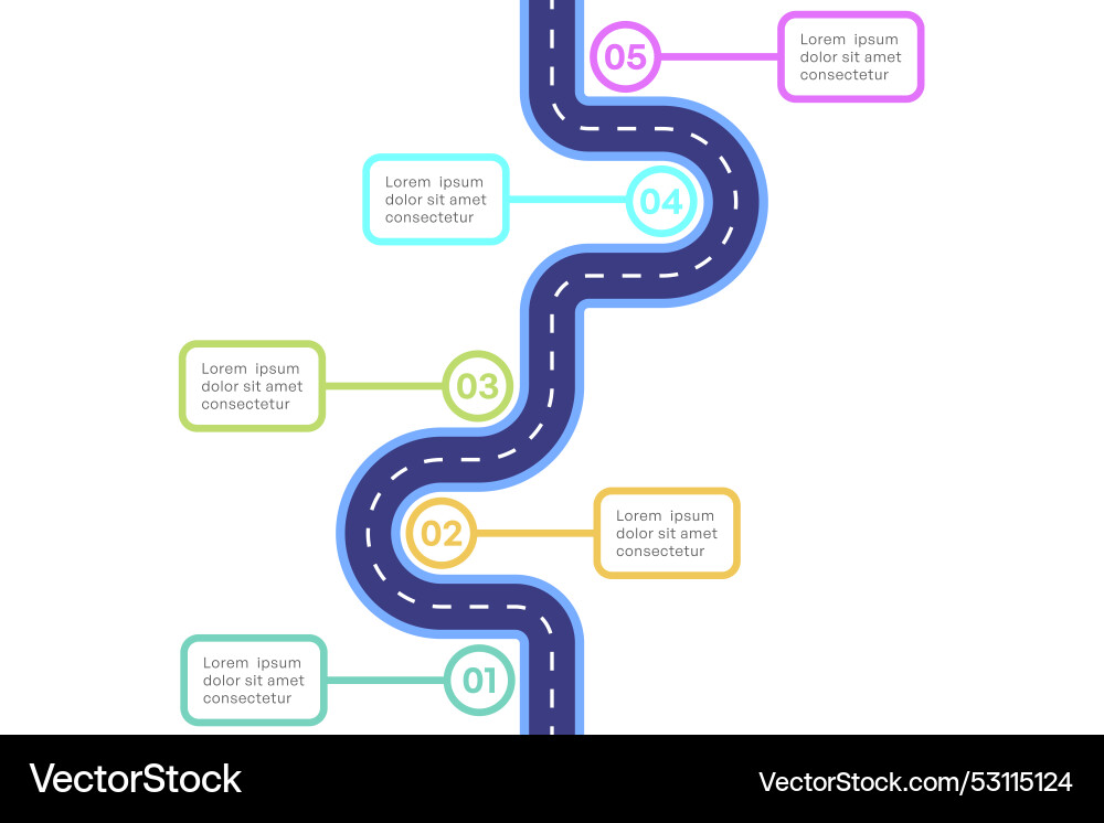 Vertical roadmap infographic with five-step Vector Image
