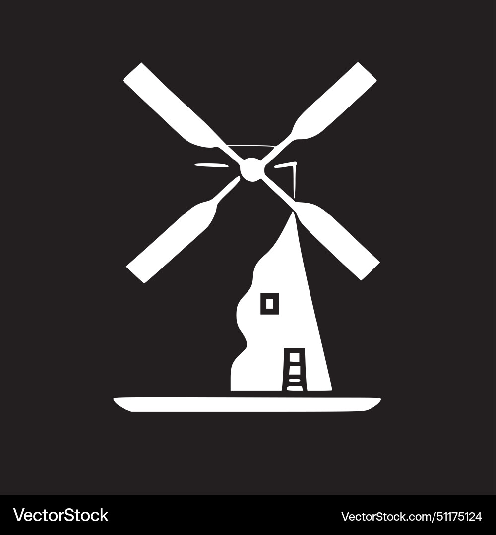 Windmill - minimalist and simple silhouette Vector Image
